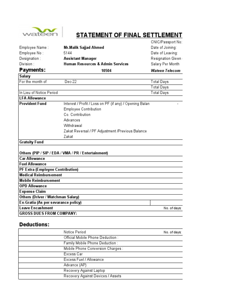 Final Settlement Page | PDF | Tax Deduction | Salary