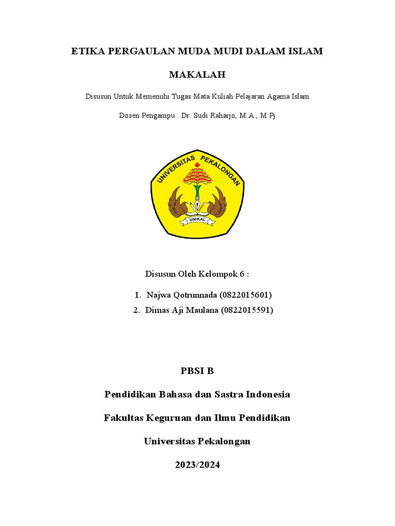 Makalah Etika Pergaulan Muda Mudi Dalam Islam 2 | PDF