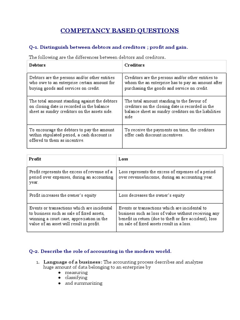 Competency Based Questions | PDF | Debits And Credits | Equity (Finance)