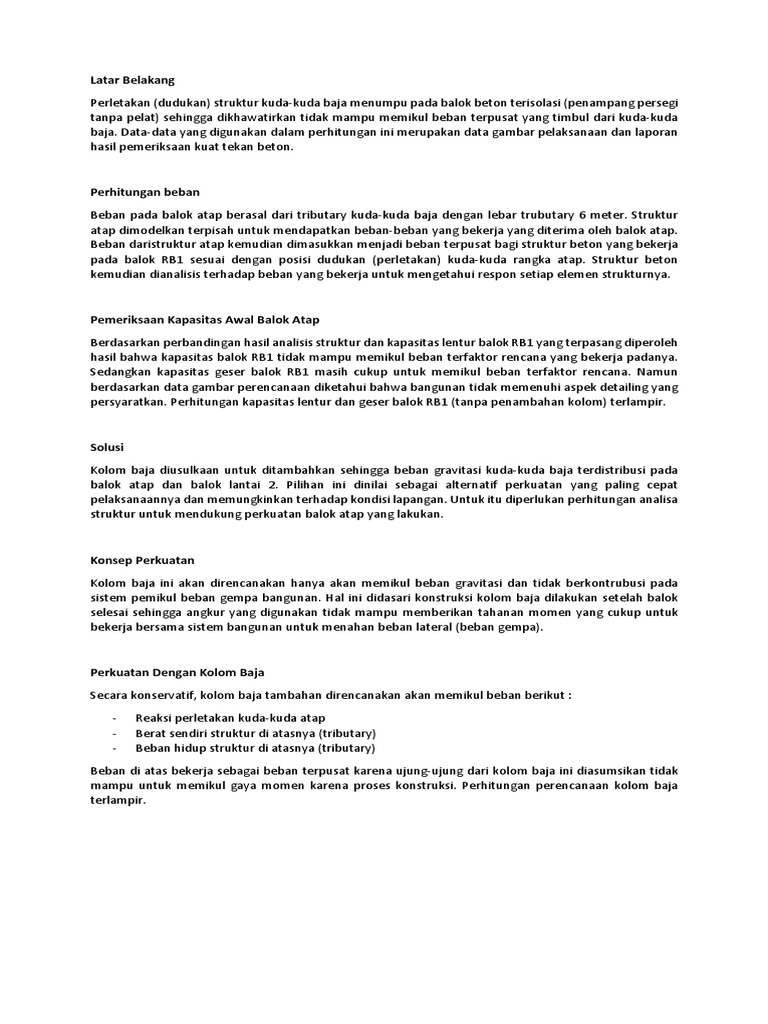 Analisis Struktur Balok Atap Rumah Sakit | PDF