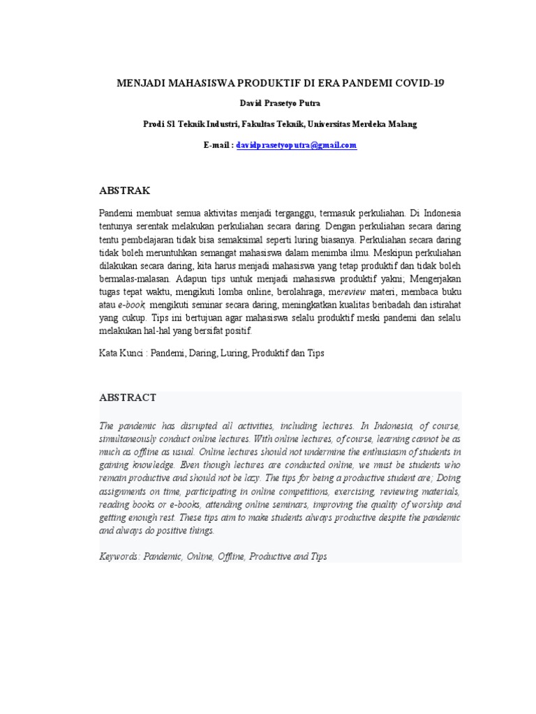 David Prasetyo Putra - TUGAS ARTIKEL SEMI ILMIAH | PDF