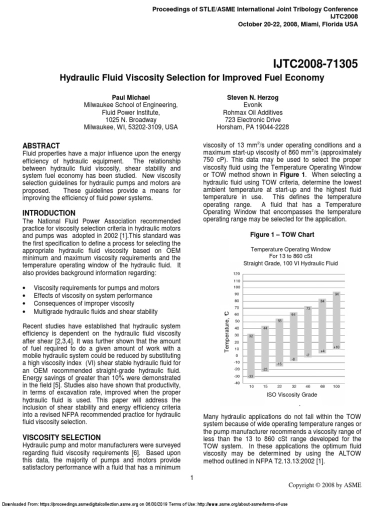 IJTC2008-71305: Hydraulic Fluid Viscosity Selection For Improved Fuel ...