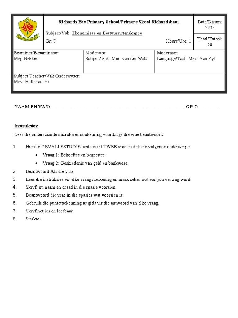 GR 7 Kwartaal 1 2023 Formele Taak 1 | PDF