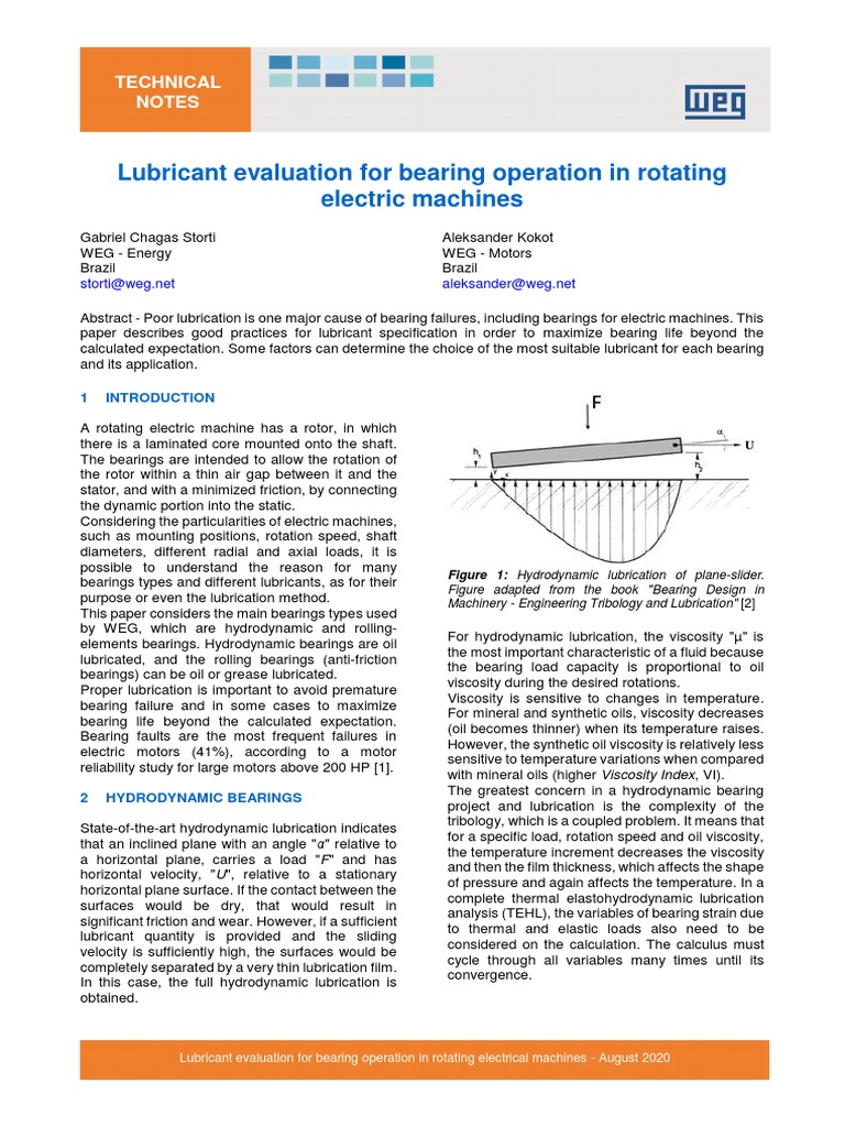 Lubricant Evaluation For Bearing Operation in Rotating Electric Machines | PDF | Bearing ...