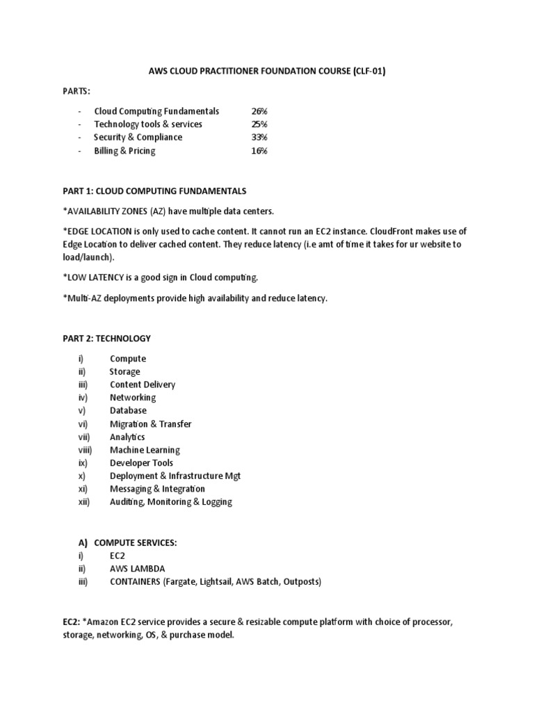 Aws Cloud Practitioner Foundation Course (New) | PDF | Cloud Computing | Databases