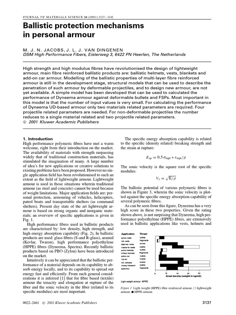 Ballistic Protection Mechanisms in Personal Armour: A Simple Model for Calculating the ...