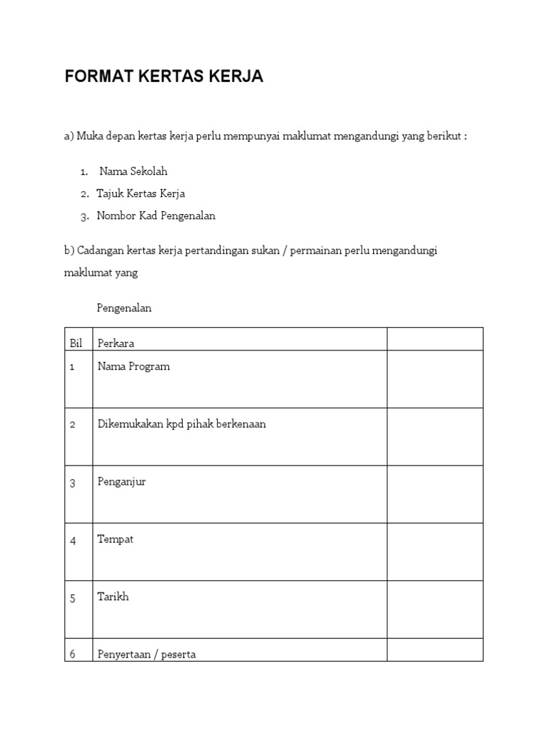 Format Kertas Kerja | PDF