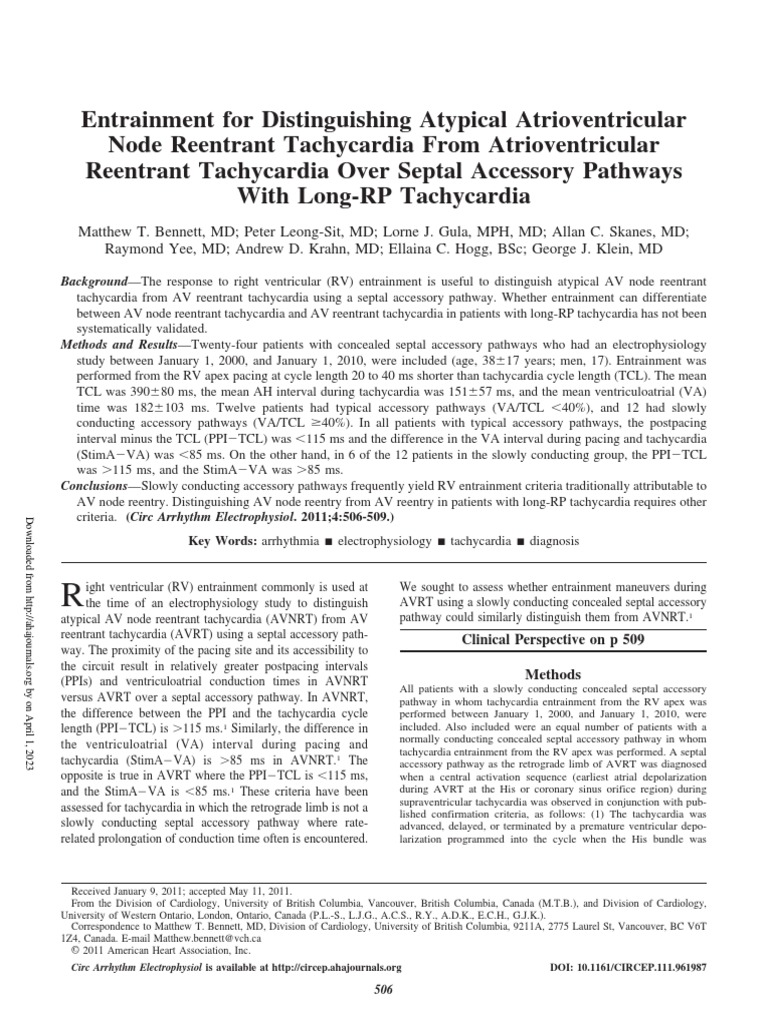 Entrainment For Distinguishing Atypical Atrioventricular Node Reentrant ...