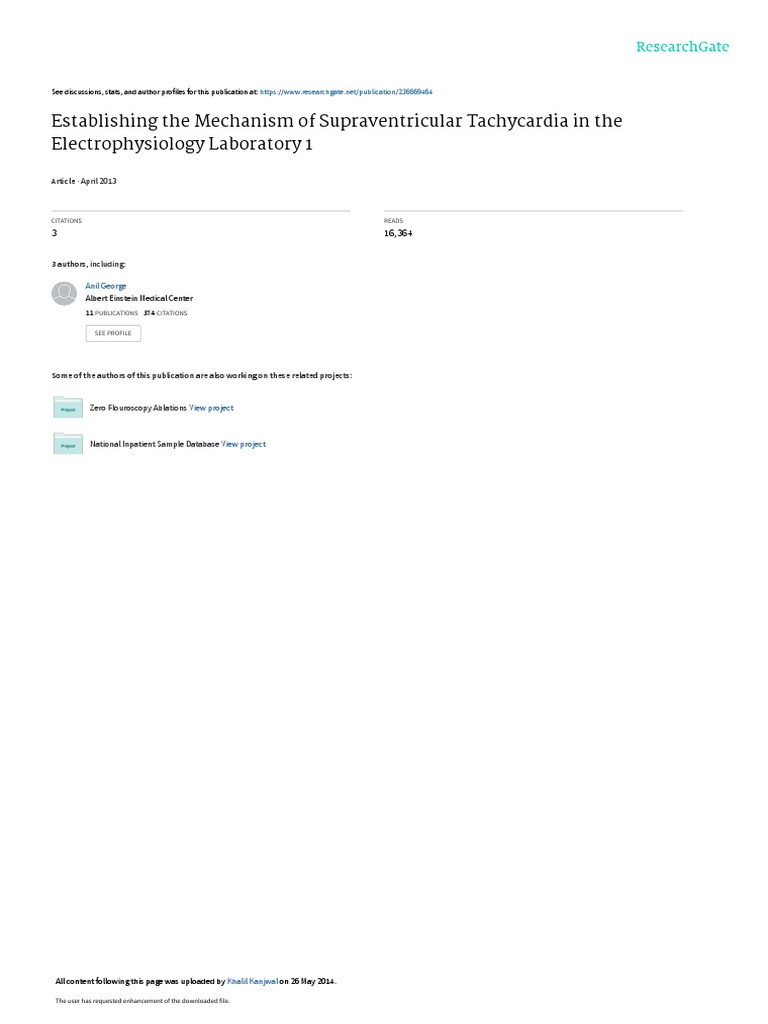 Establishing The Mechanism of Supraventricular Tachycardia in The Electrophysiology Laboratory ...