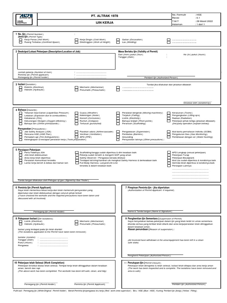 2 - Form Work Permit - Ijin Kerja | PDF