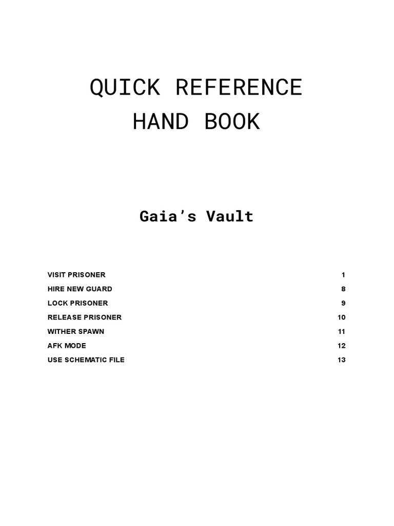 Gaia's Vault Quick Reference Guide | PDF
