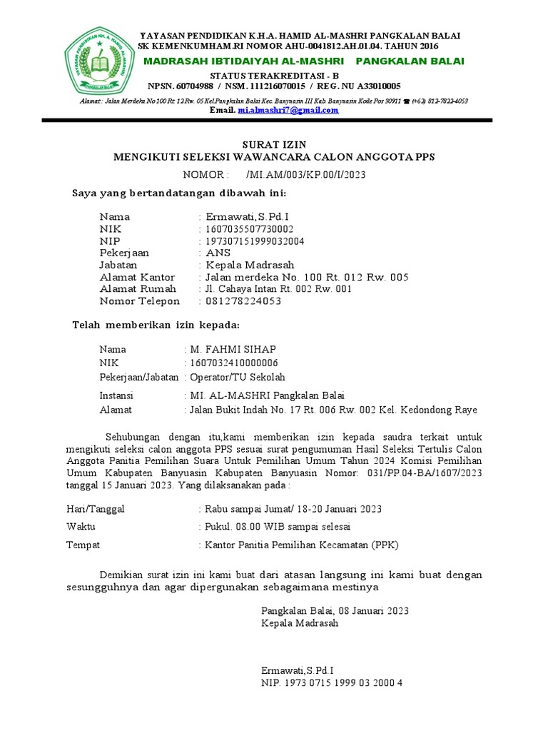 Surat Rekomendasi PPK | PDF