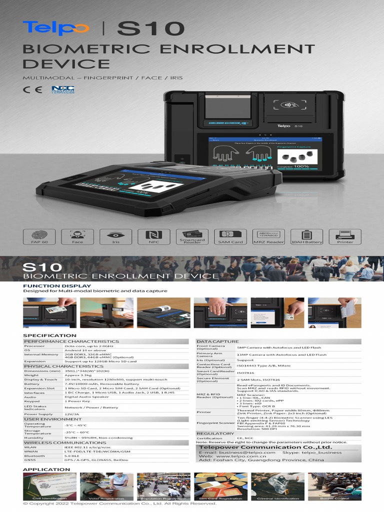 Telpo S10 Specification | PDF