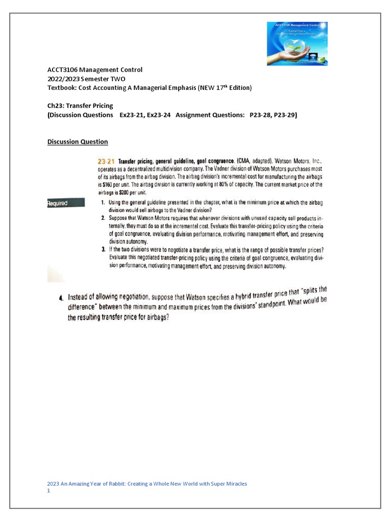 Ch23 Tutorial Questions New 17th Edition | PDF