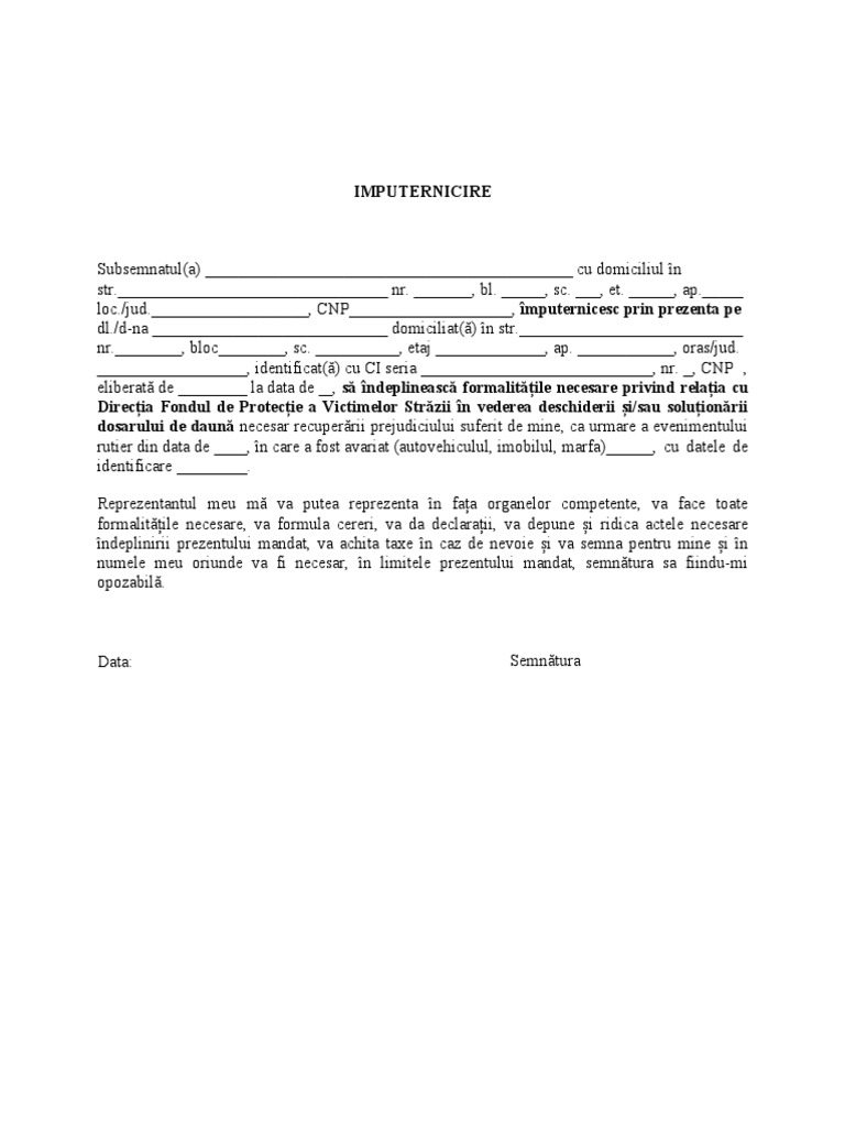 Model Imputernicire Persoane Fizice | PDF