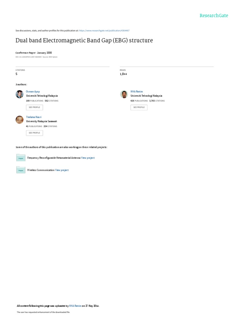 Dual Band Electromagnetic Band Gap EBG Structure | PDF | Metamaterial ...