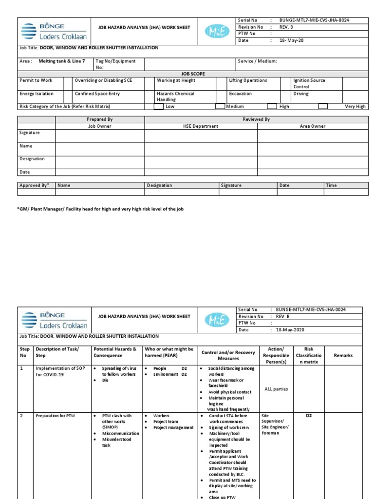Roller Shutter Installation Risk Assessment | PDF | Hazards | Risk