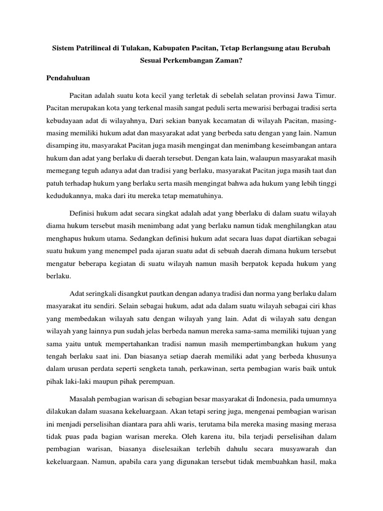 Sistem Patrilineal Warisan di Tulakan | PDF