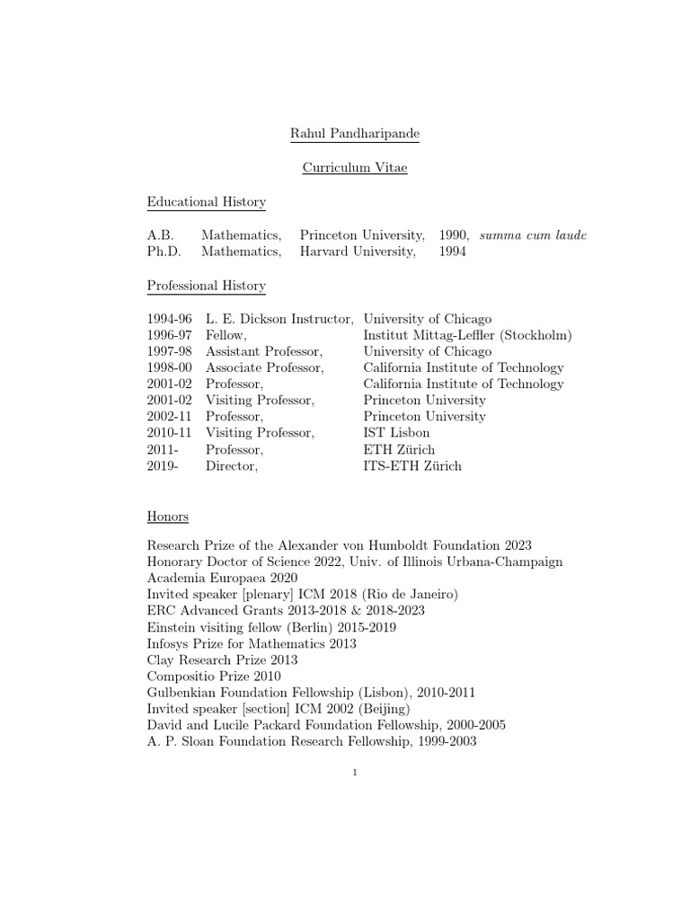 CV | PDF | Mathematics | Differential Geometry