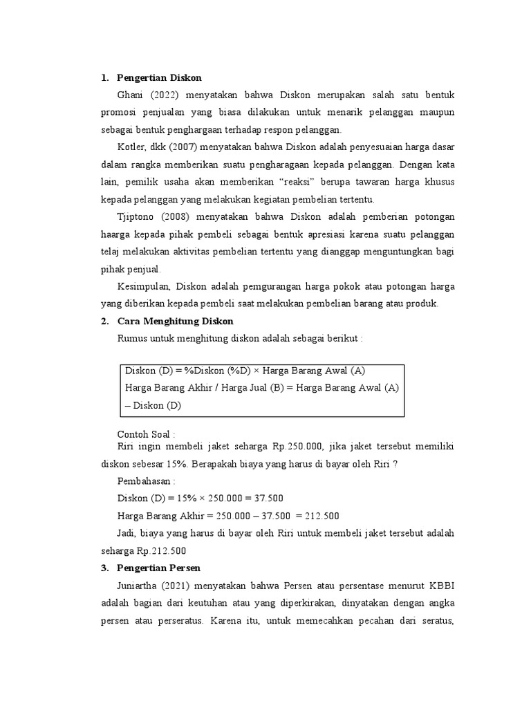 Panduan Diskon dan Persentase | PDF