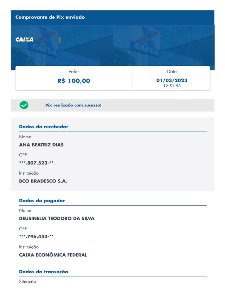 Valor Data: Comprovante de Pix Enviado | PDF