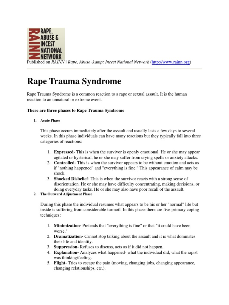 There Are Three Phases To Rape Trauma Syndrome | PDF | Abnormal ...