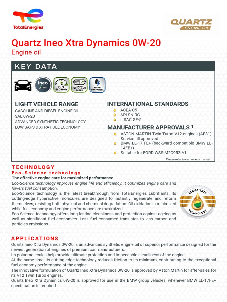 TDS TotalEnergies Quartz-Ineo-Xtra-Dynamics-0W-20 TRP 202209 EN | PDF ...