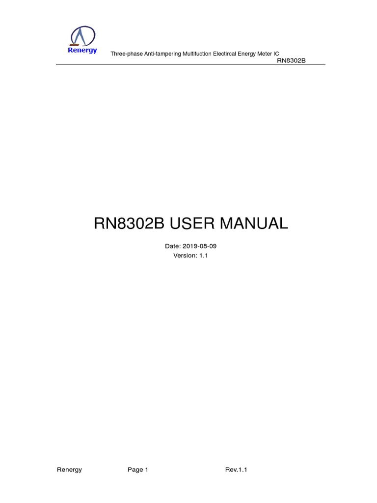Rn8302B User Manual: Three-Phase Anti-Tampering Multifuction Electircal ...