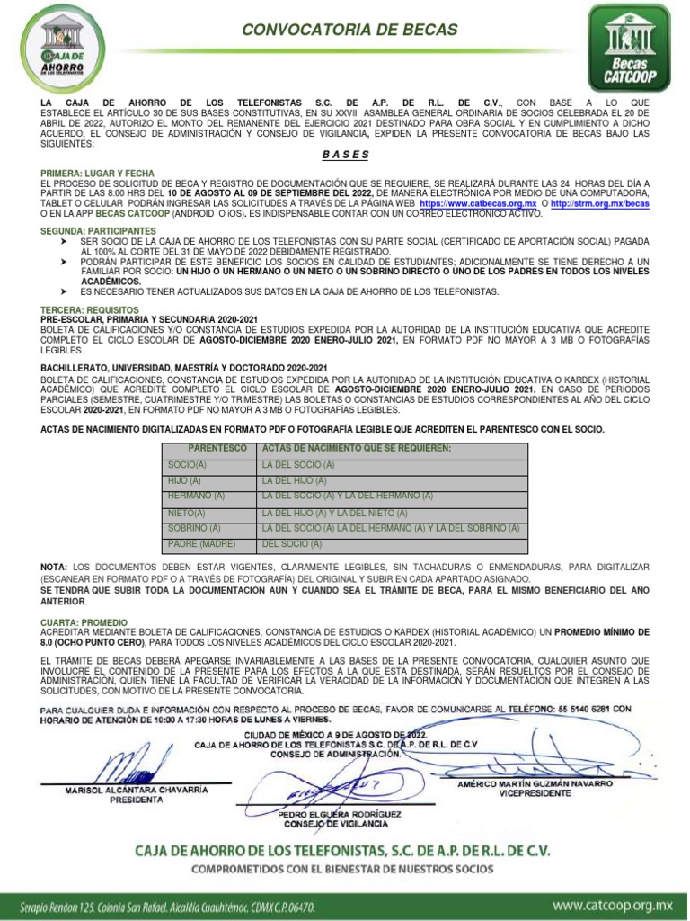 Convocatoria Becas Catscap 2022 | PDF