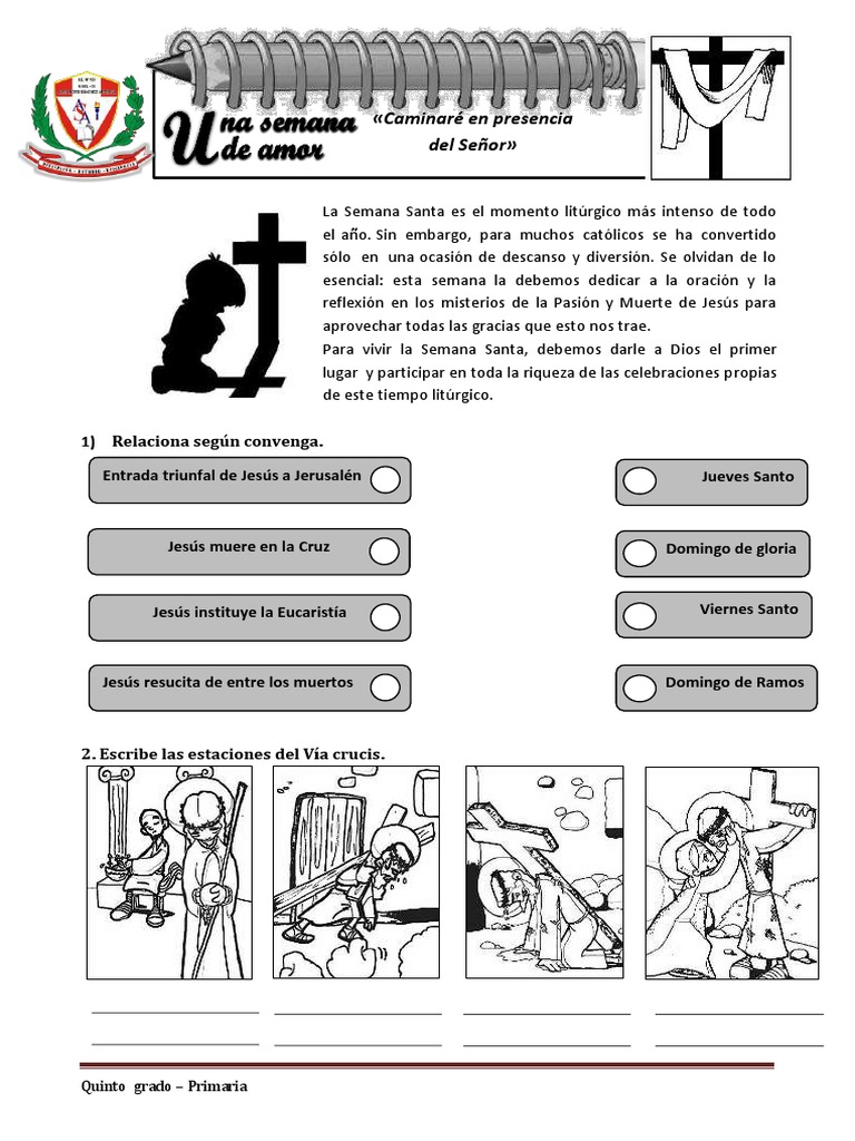 Ficha Semana Santa Quinto Grado Primaria | PDF