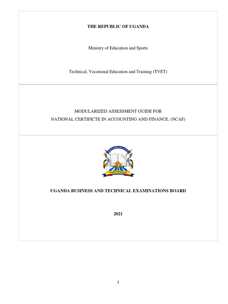 NCAF Modular Assessment Guide Uganda | PDF | Bookkeeping | Taxes