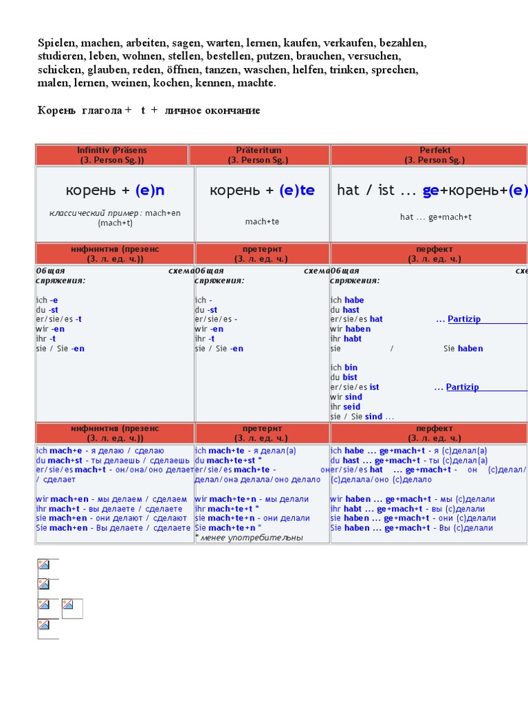 Präsens+Präteritum Schwache Verben | PDF