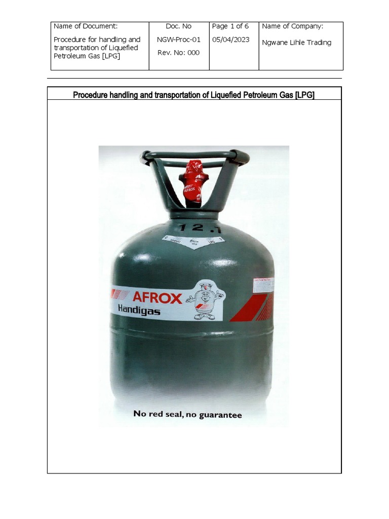 Ngwane Lihle LP Gas Procedure | PDF | Liquefied Petroleum Gas | Natural Gas