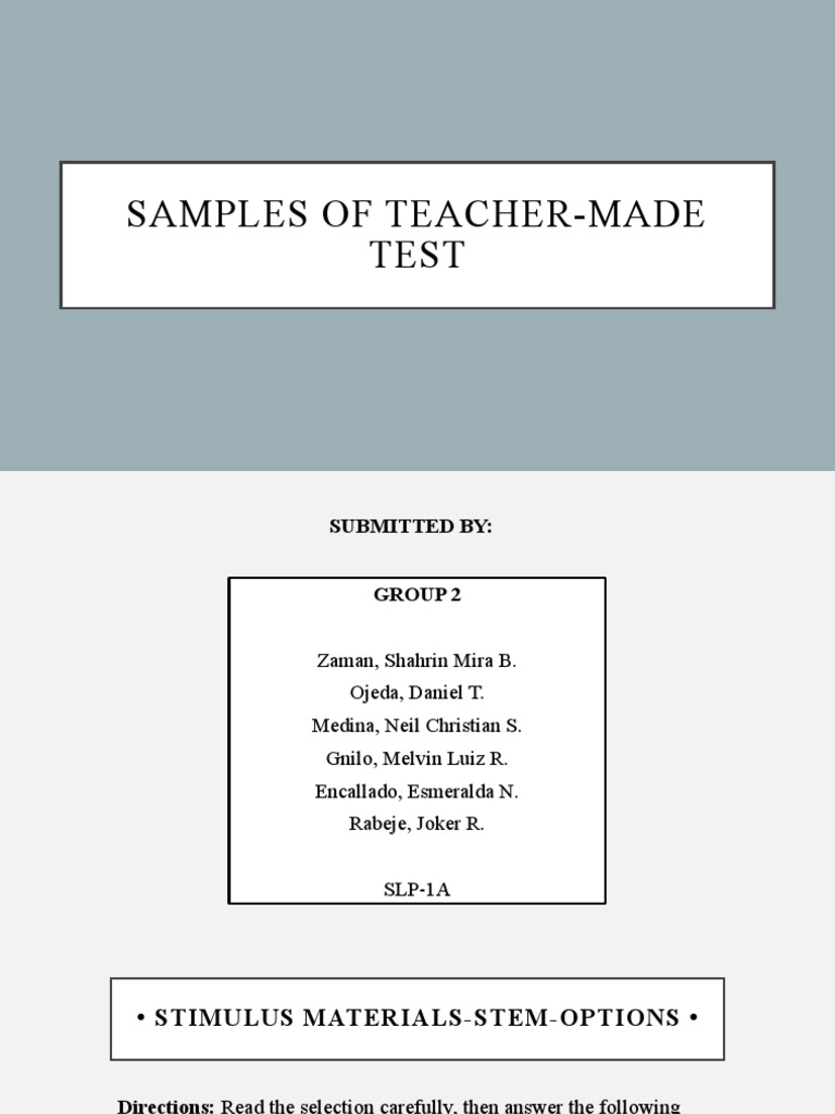 Samples-of-Teacher-Made-Tests | PDF | Currency | Cognition