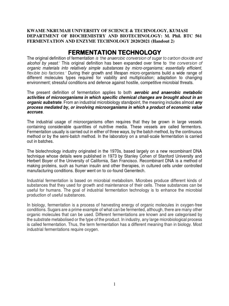 Fermentation Technology | PDF | Fermentation | Metabolism