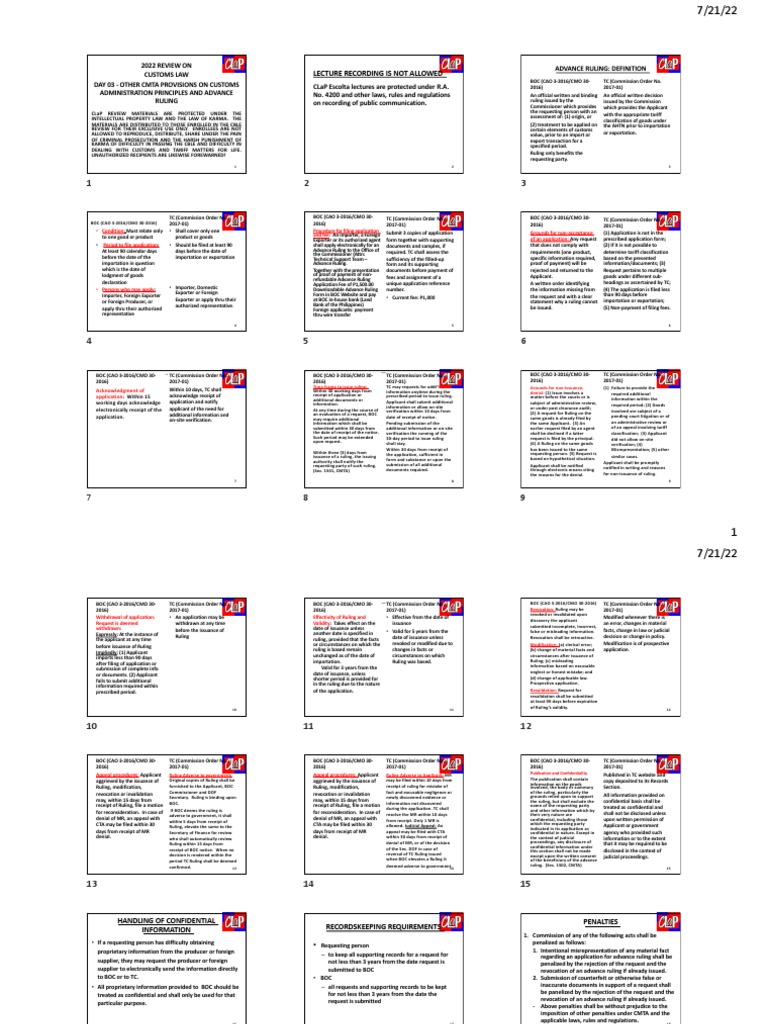 CL DAY 03 - FOR PRINTING Advance Ruling and Other CMTA Prov | PDF ...