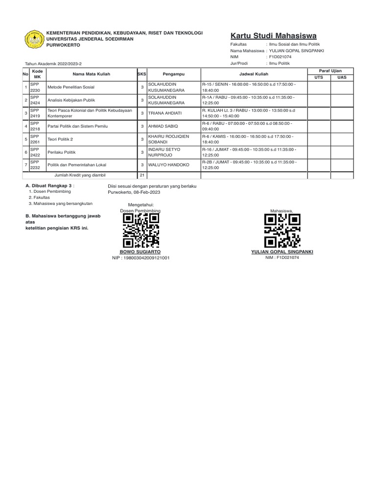 Https/sia Akademik Unsoed Ac Id/krs/cetakksmkodetahunakadkul 202220232 ...