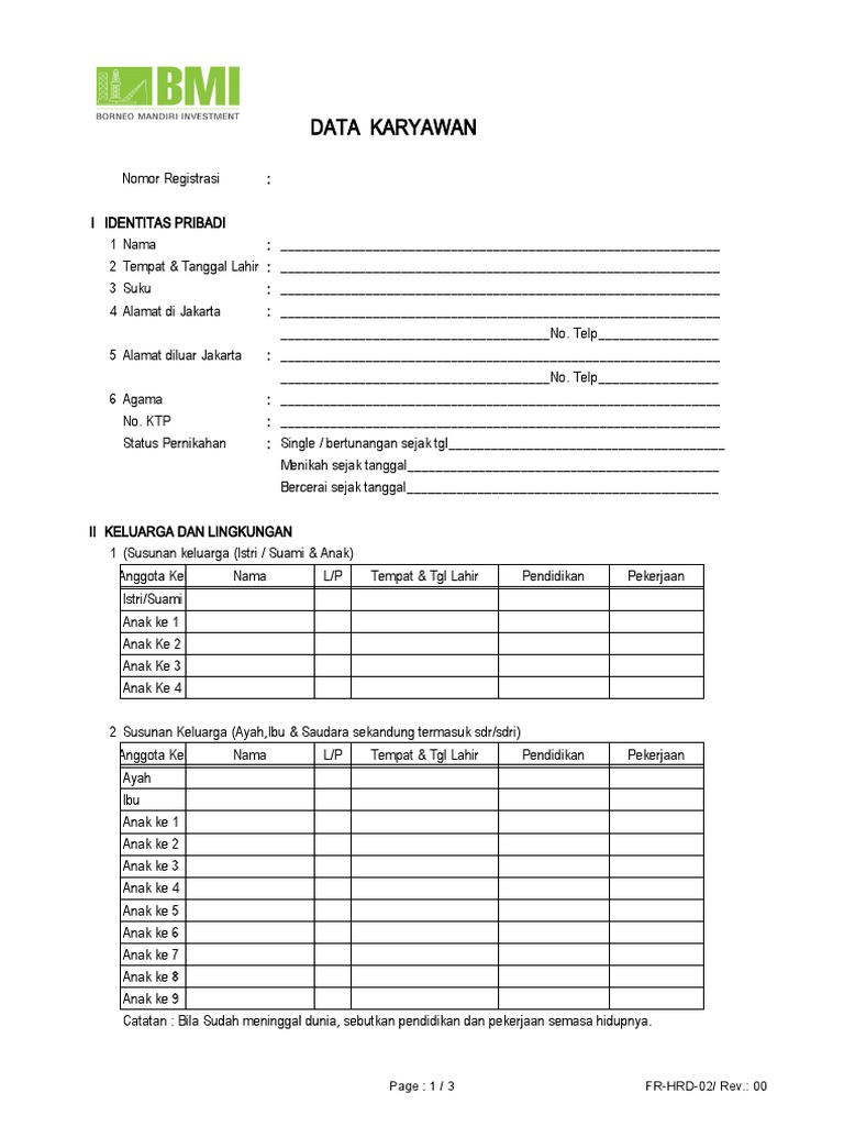 fr-hrd-02 Data Aplikasi Calon Karyawan | PDF
