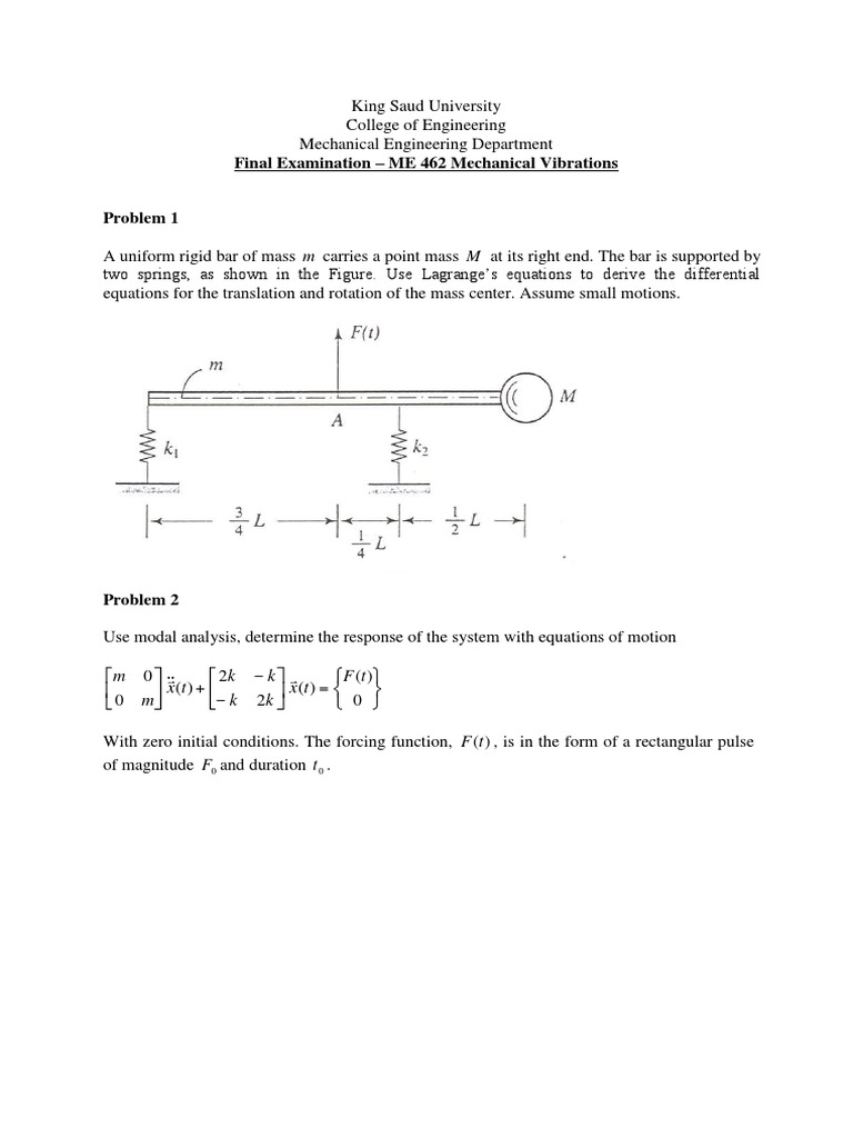 Final Exam | PDF | Mechanical Engineering | Physical Sciences