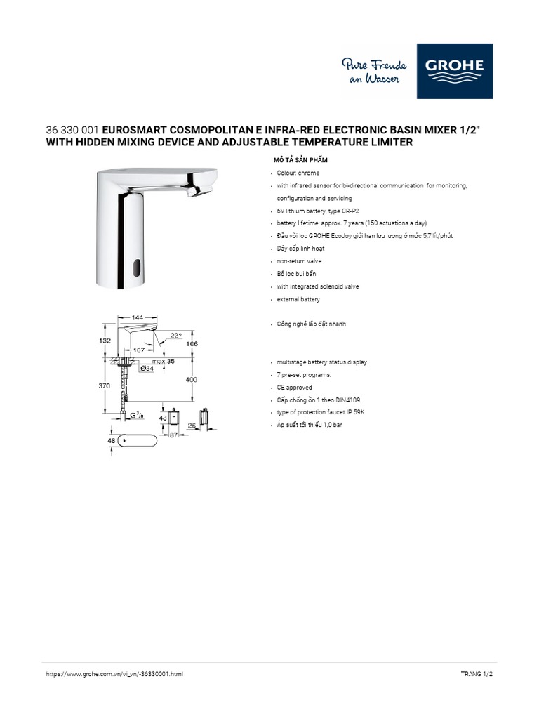 GROHE Specification Sheet 36330001 | PDF | Mechanical Engineering | Tools