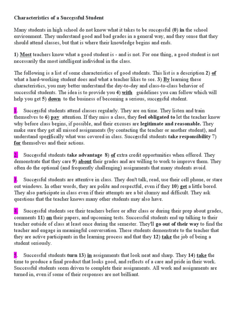 Characteristics of A Successful Student | PDF | Teachers | Communication