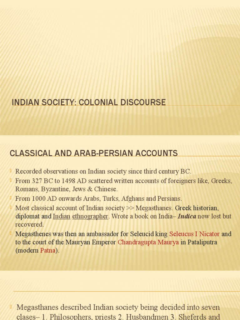 Indian Society: Colonial Discourse | PDF