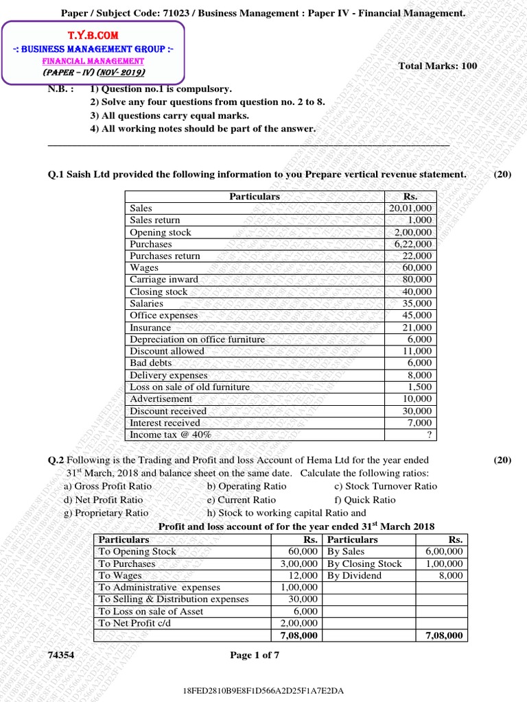 07 Business Management Paper IV Financial Management. | PDF