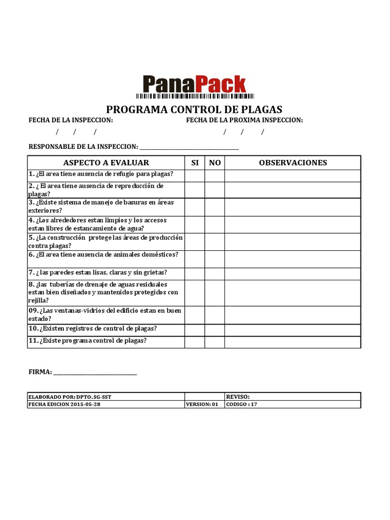PRograma de Control de Plagas | PDF