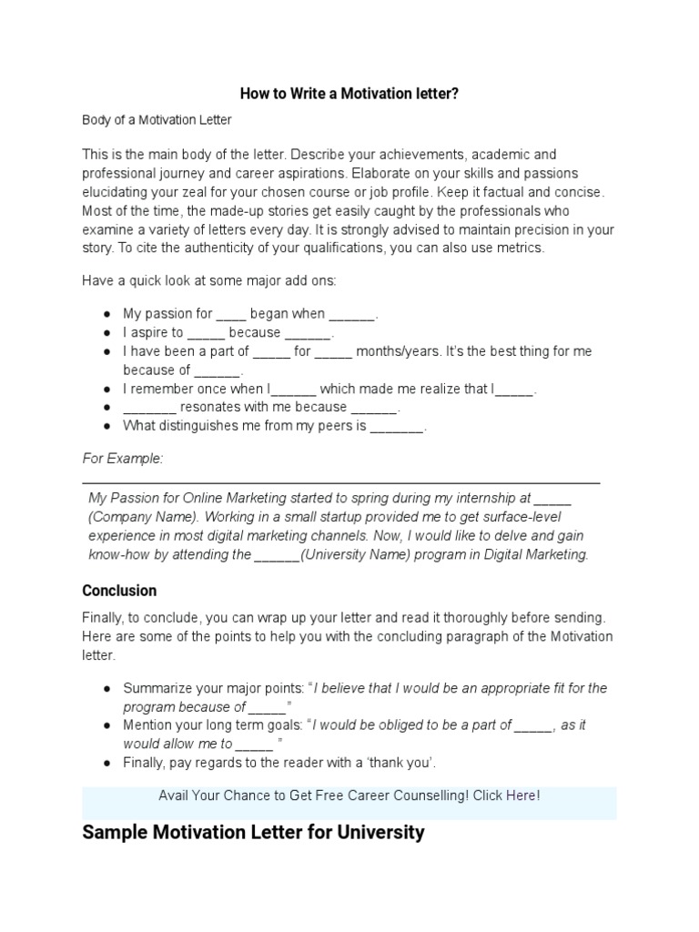 How To Write A Motivation Letter | PDF | Motivation | Motivational