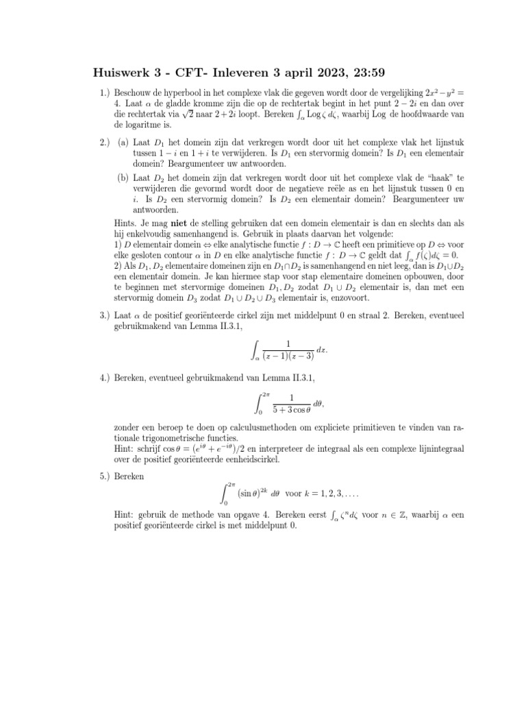 Huiswerk 3 - CFT-Inleveren 3 April 2023, 23:59 | PDF