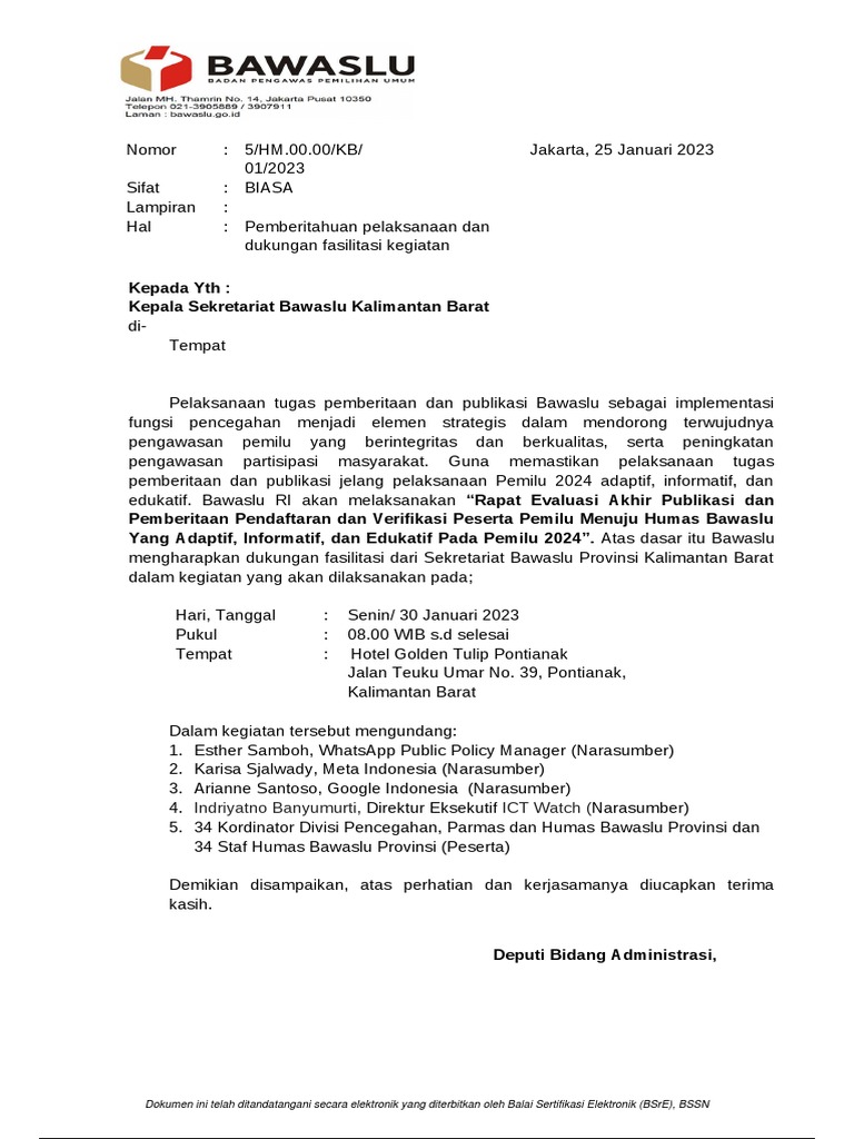 Surat Fasilitasi | PDF