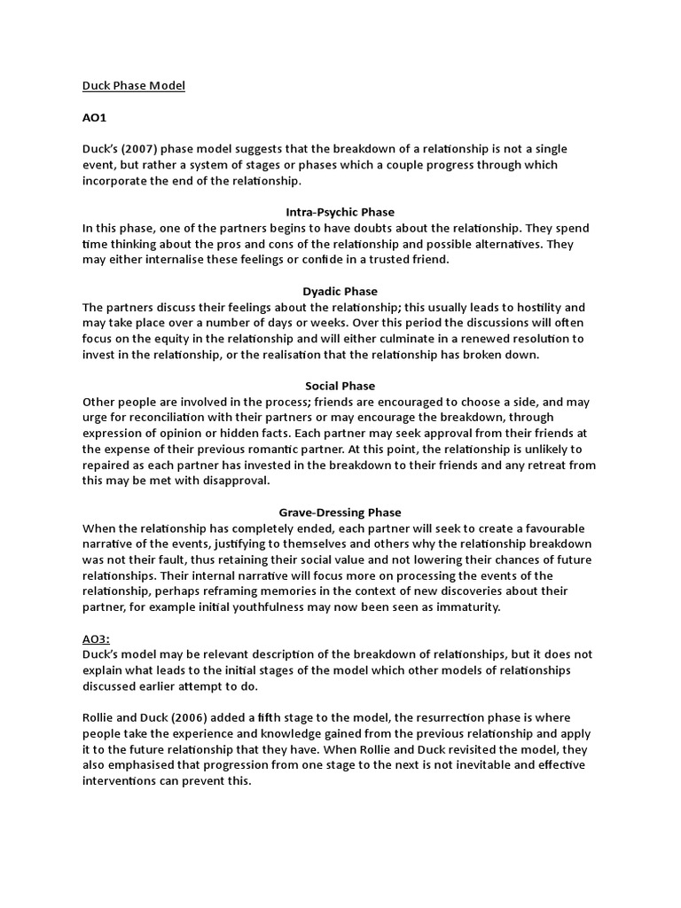 Duck's Model of Relationship Breakdown | PDF | Behavioural Sciences ...