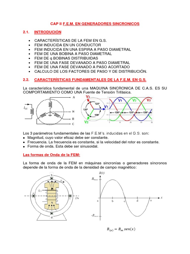 Cap Ii F.E.M. en Generadores Sincronicos 2.1. Introdución | PDF | Inductor | Generador eléctrico