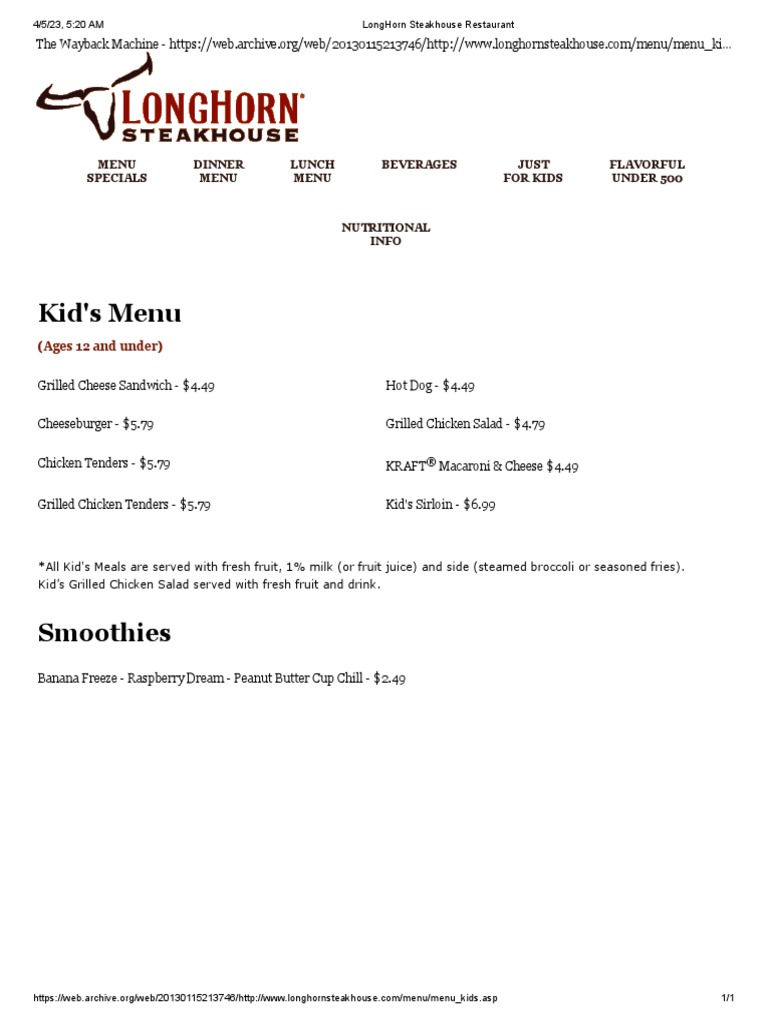 LongHorn Steakhouse Restaurant | PDF